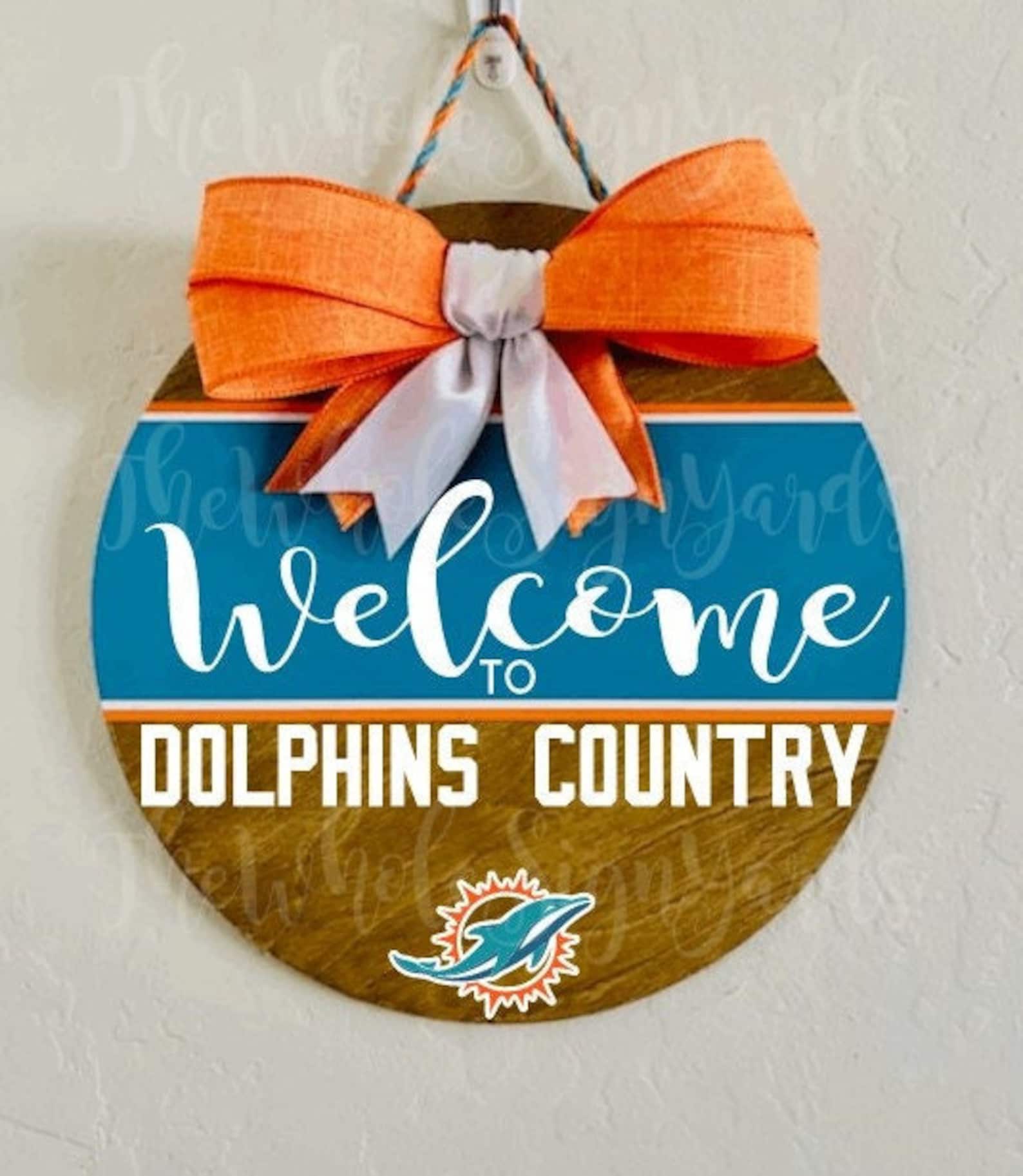 12 Miami Dolphins Wood Round Door Sign Welcome to Our - Etsy