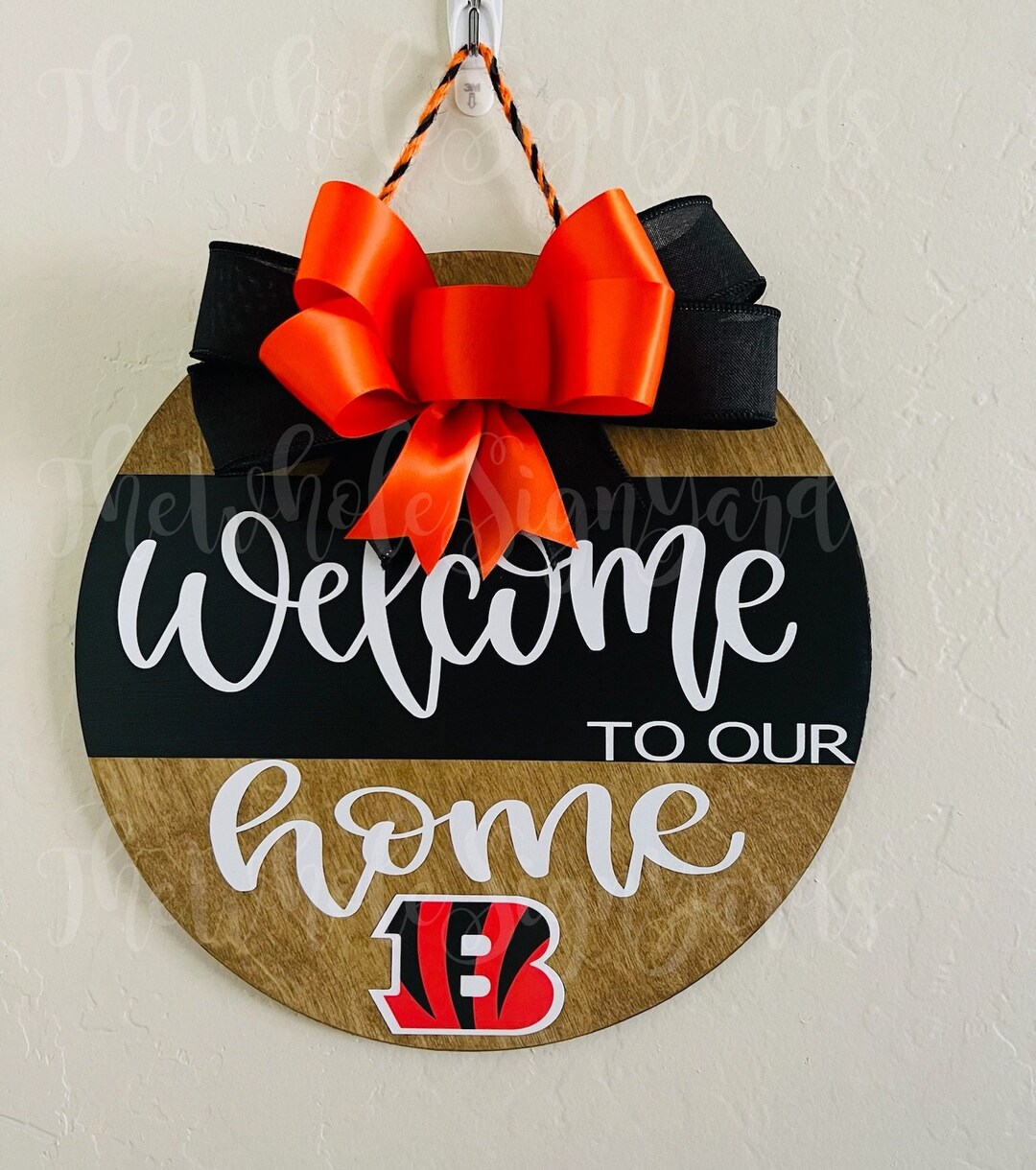 12" Cincinnati Bengals Wood Sign Football Door Sign NFL Wreath Football ...