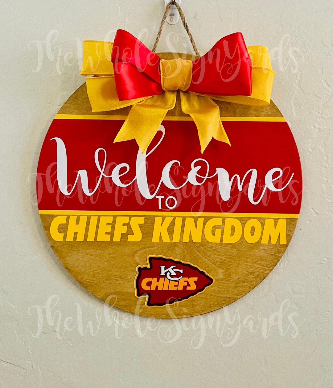 12" Kansas City Chiefs Wood Sign Football Door Sign NFL Wreath Football ...