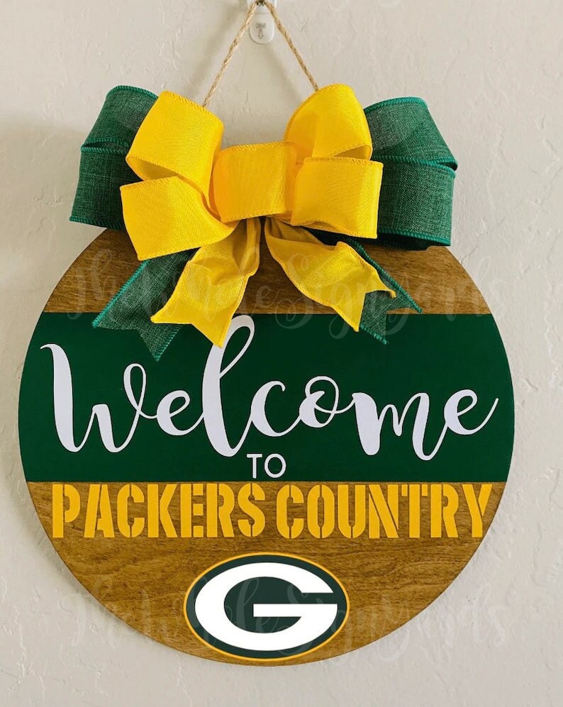 12 Green Bay Packers Wood Round Door Sign Welcome to Our | Etsy