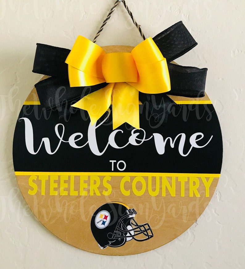 12" Pittsburgh Steelers Wood Sign Football Door Sign NFL Wreath ...