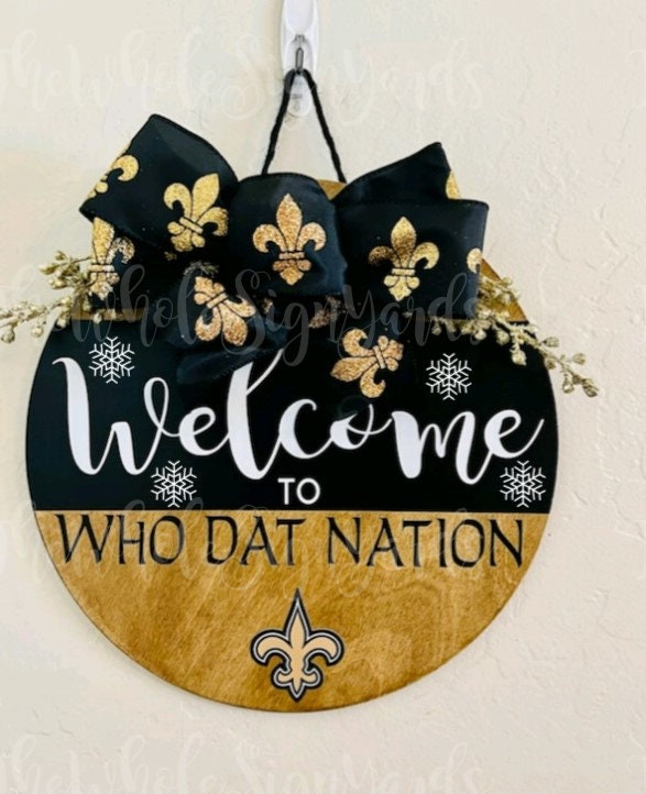 12" New Orleans Saints Wood Sign Football Door Sign NFL Wreath Fleur De ...
