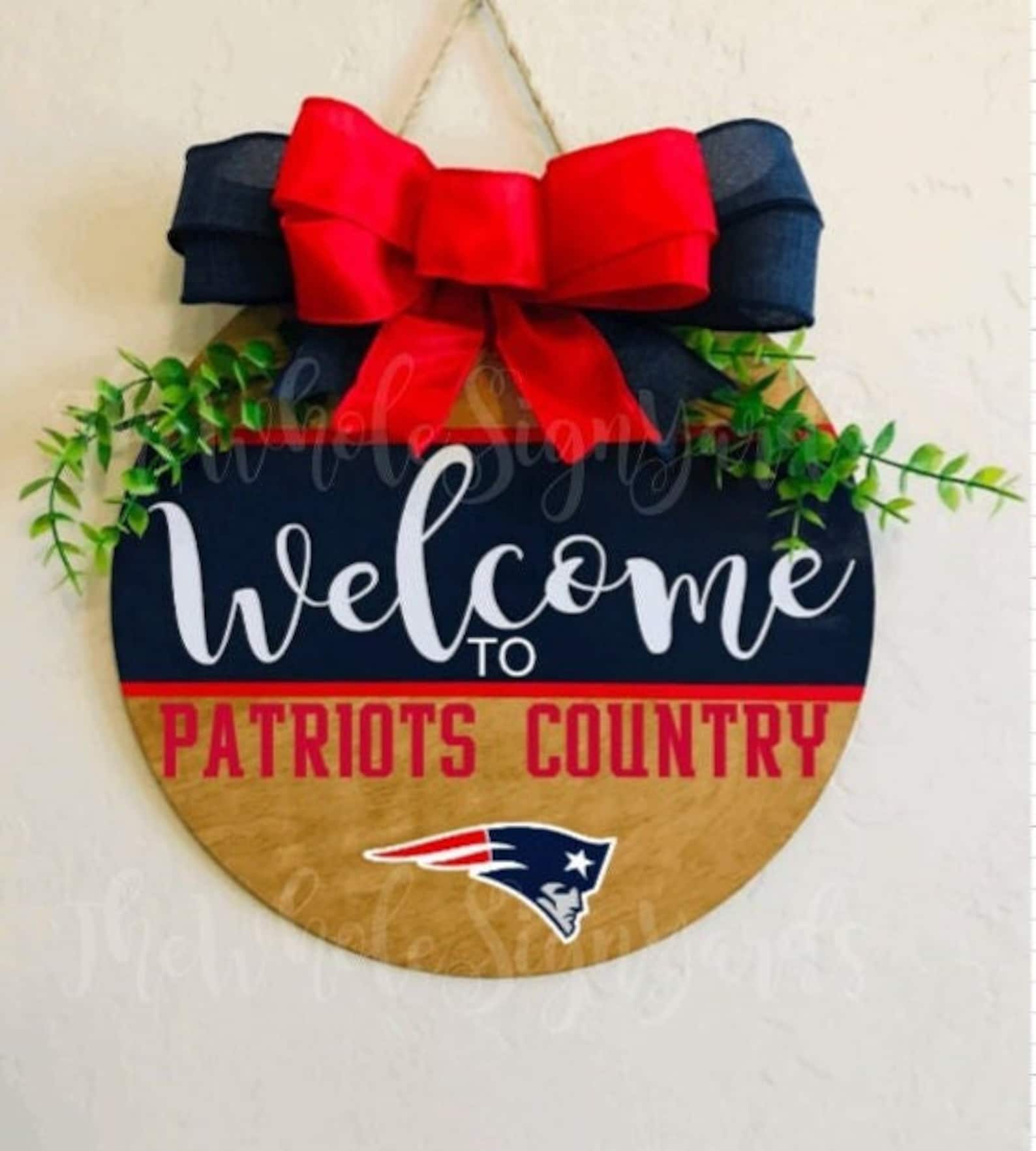 12 New England Patriots Wood Round Door Sign Welcome to - Etsy