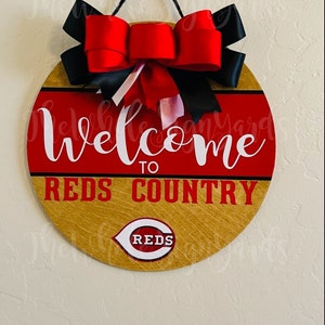 12" Cincinnati Reds Wood Round Door Sign Welcome to Our Home MLB Front ...