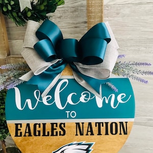 12" Philadelphia Eagles Wood Sign Football Door Sign NFL Wreath Eagles ...