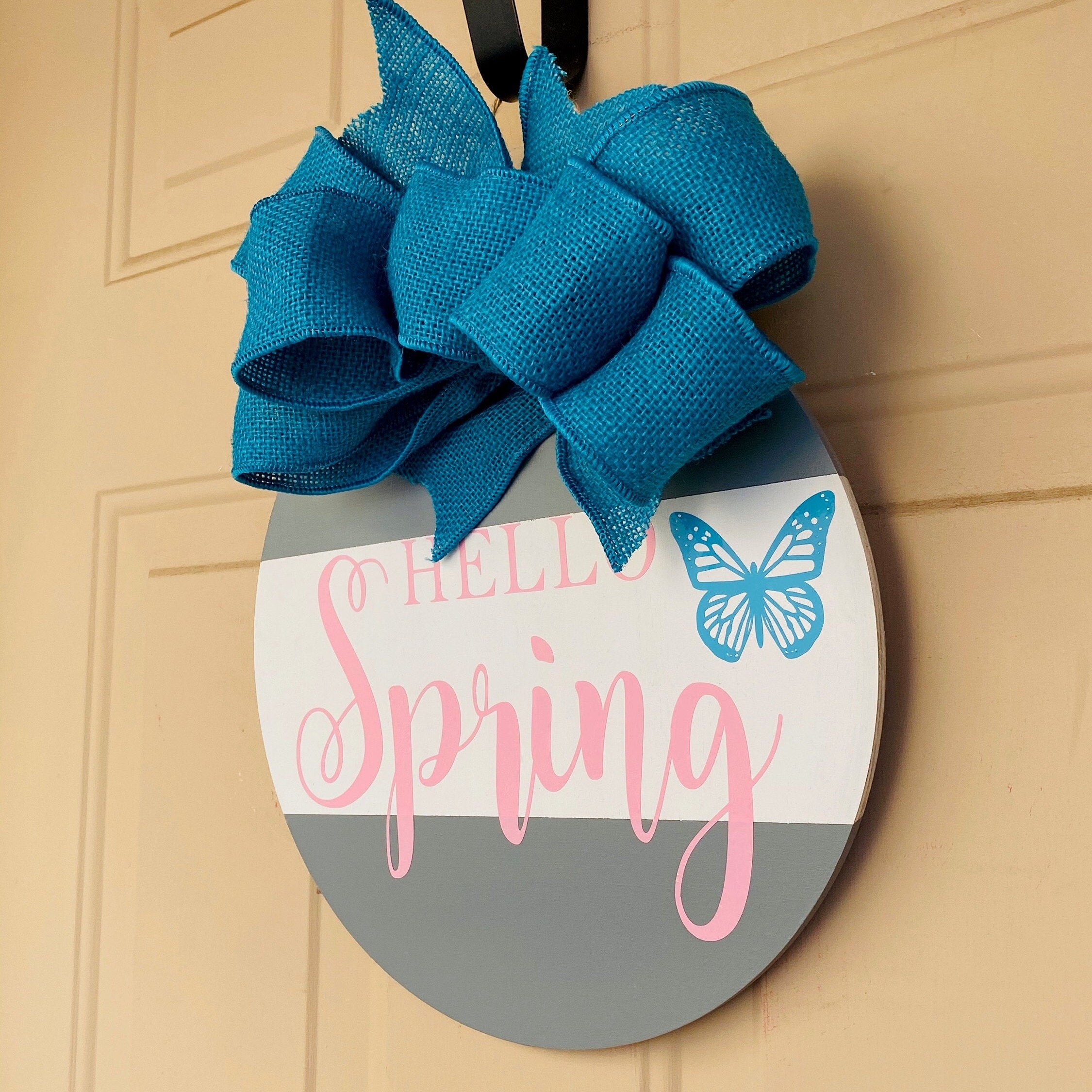 12 Wood Round Door Sign Hello Spring Welcome Spring Door | Etsy