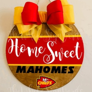 12" Kansas City Chiefs Wood Sign Football Door Sign NFL Wreath Football ...