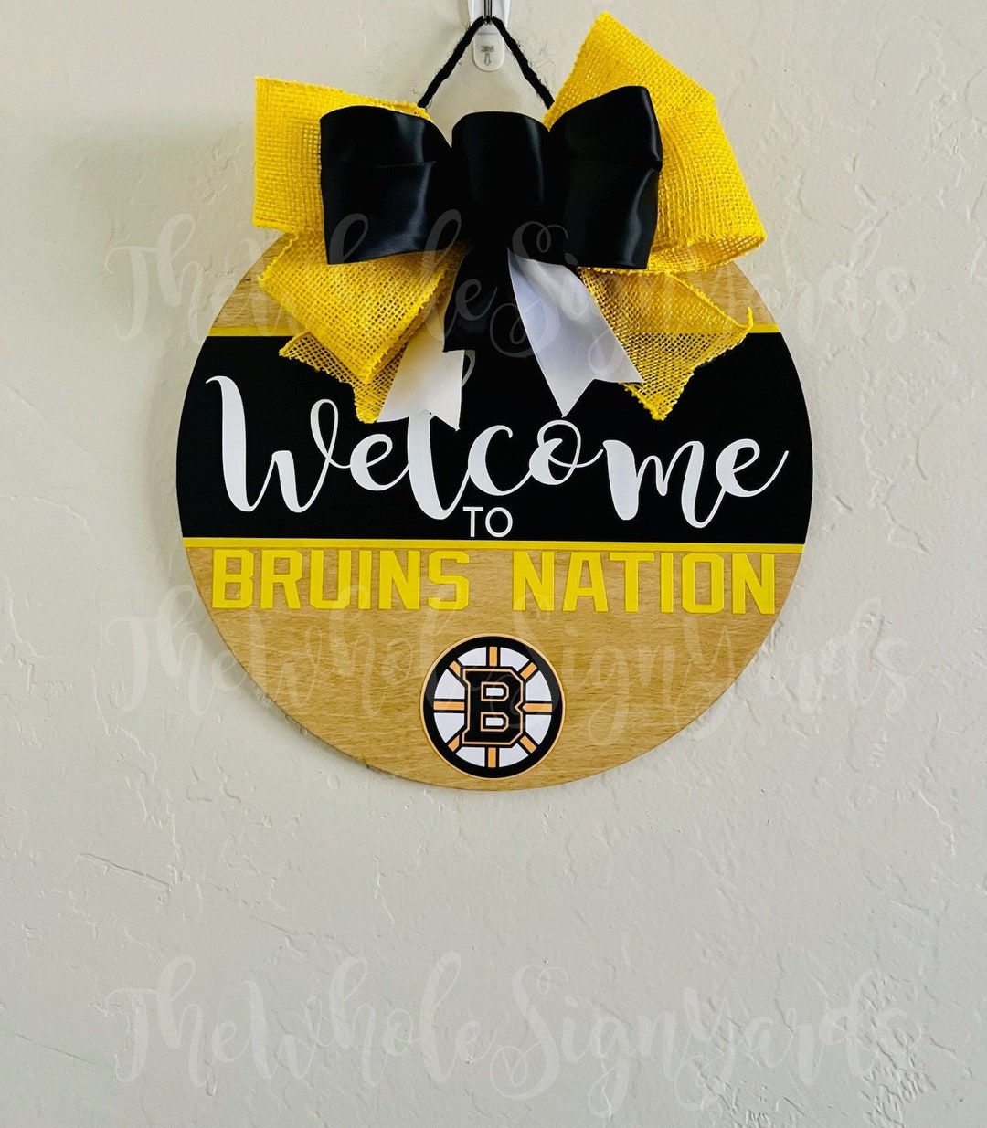 12" Boston Bruins Wood Sign Hockey Door Sign NHL Wreath Hockey Bruins ...