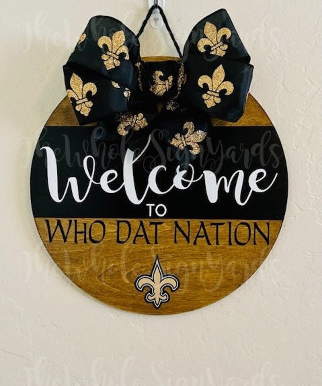12" New Orleans Saints Wood Sign Football Door Sign NFL Wreath Fleur De ...