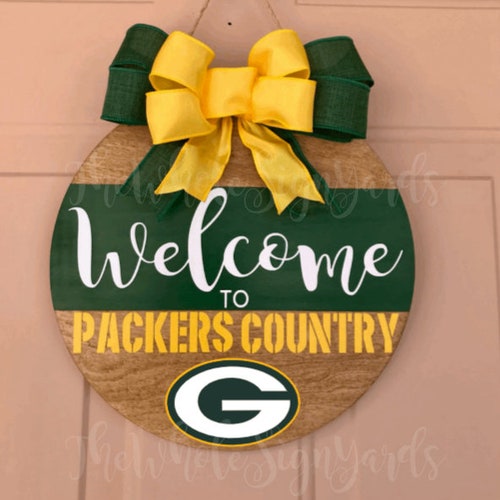 12 Green Bay Packers Wood Round Door Sign Welcome to Our | Etsy