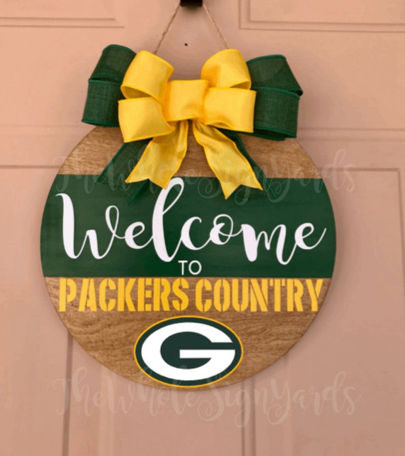 12 Green Bay Packers Wood Round Door Sign Welcome to Our | Etsy