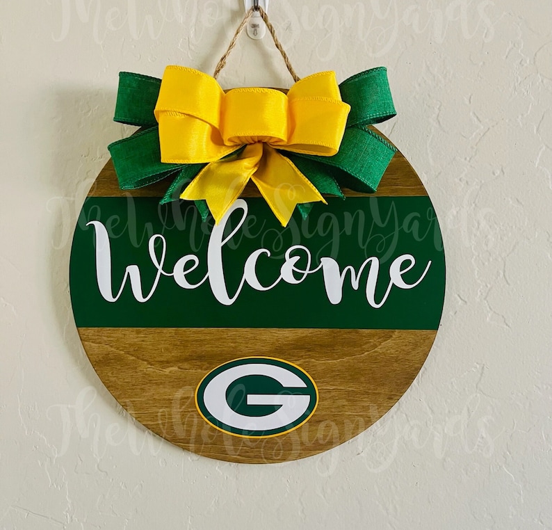 12 Green Bay Packers Wood Round Door Sign Welcome to Our - Etsy