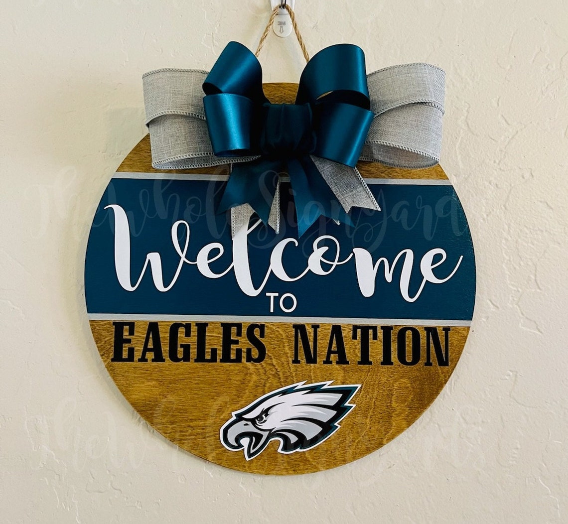 12" Philadelphia Eagles Wood Sign Football Door Sign NFL Wreath Eagles ...