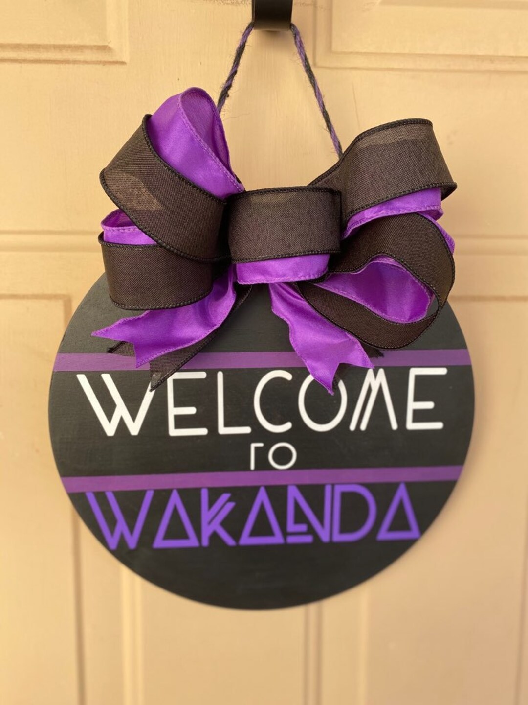 12" Wood Round Black Panther Door Sign Wakanda Forever Welcome to ...