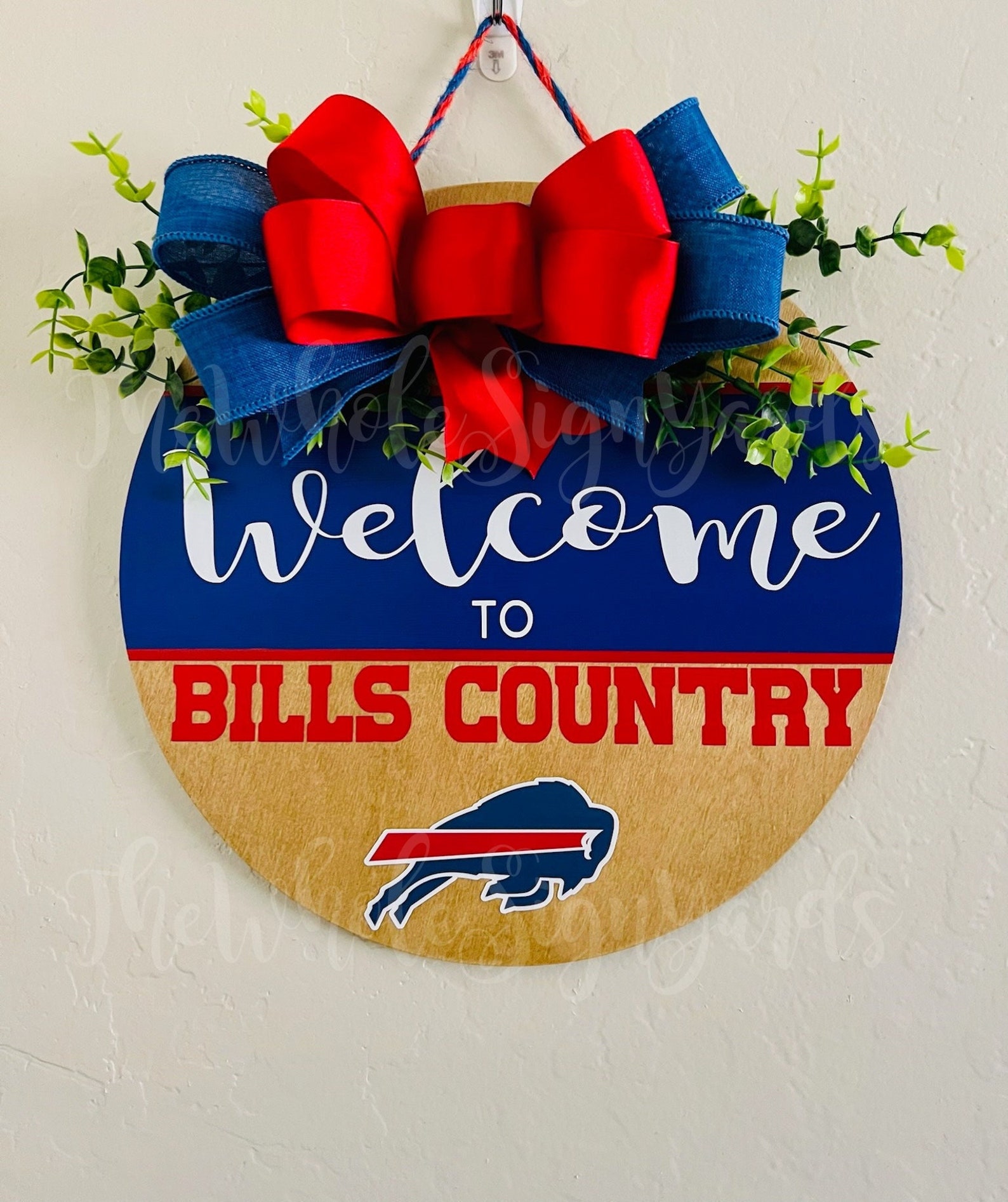 12" Buffalo Bills Wood Round Door Sign Welcome to Our Home Billieve ...
