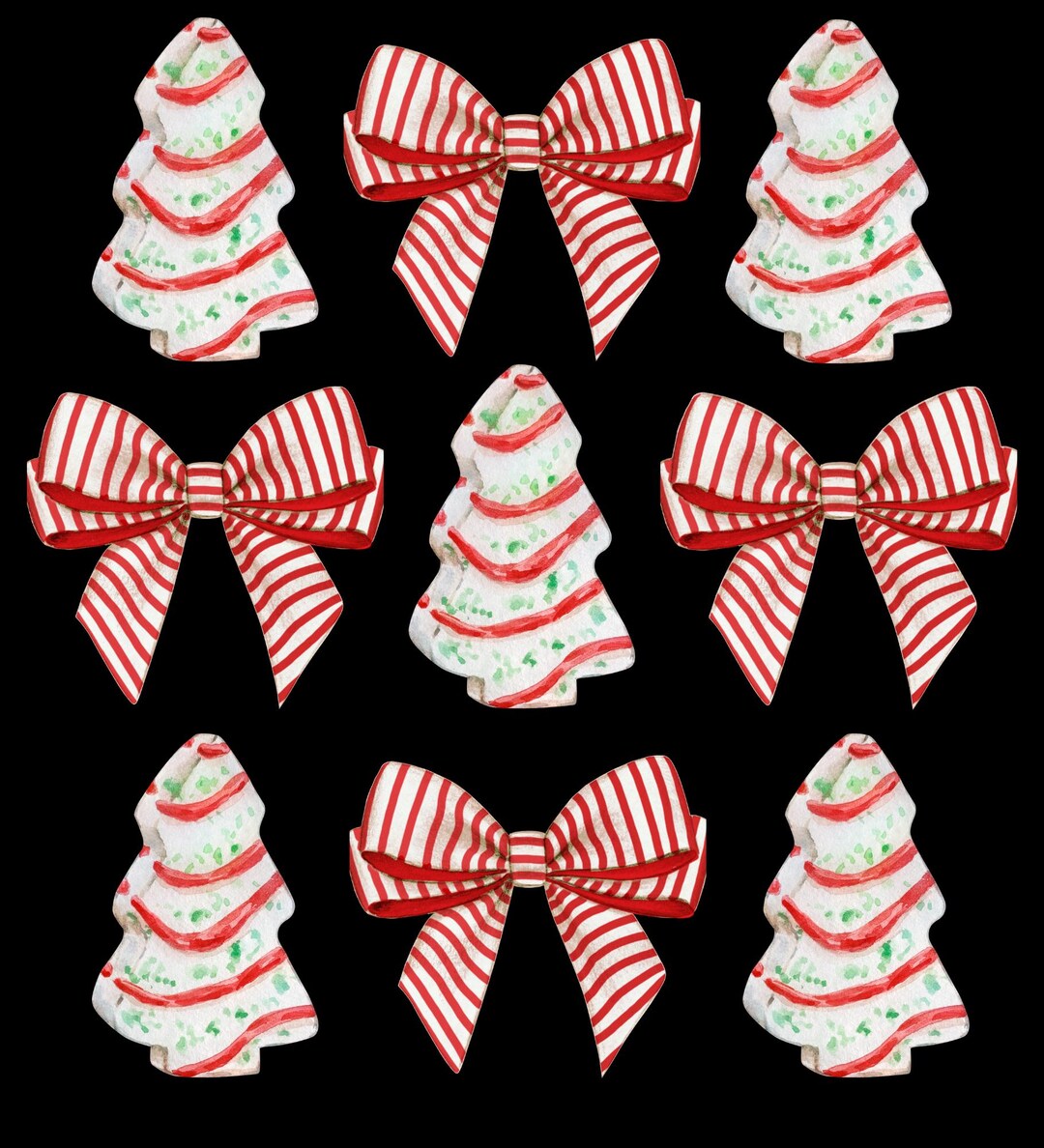 Christmas Tree Cake and Bow PNG - Etsy