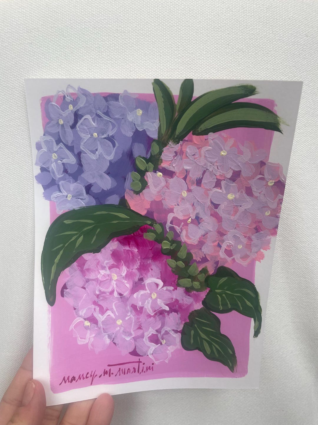 A Mini Hydrana for Valentines. Original Art Painting 'my Valentine 6x9 ...