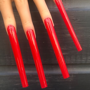 10XL Square Red Nails | Extendo Press on Nail Set| Long False Nails - Etsy