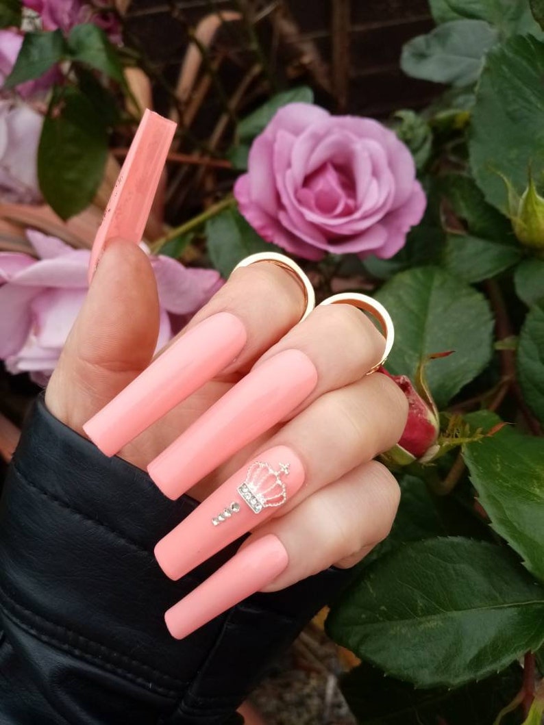 Xxl Tapered Square Press On Nail Set Bling Accent Nail With Etsy Ireland