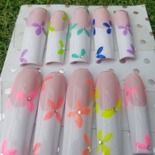 Xxl Tapered Square Mix And Match Press On Nail Set Pink Etsy