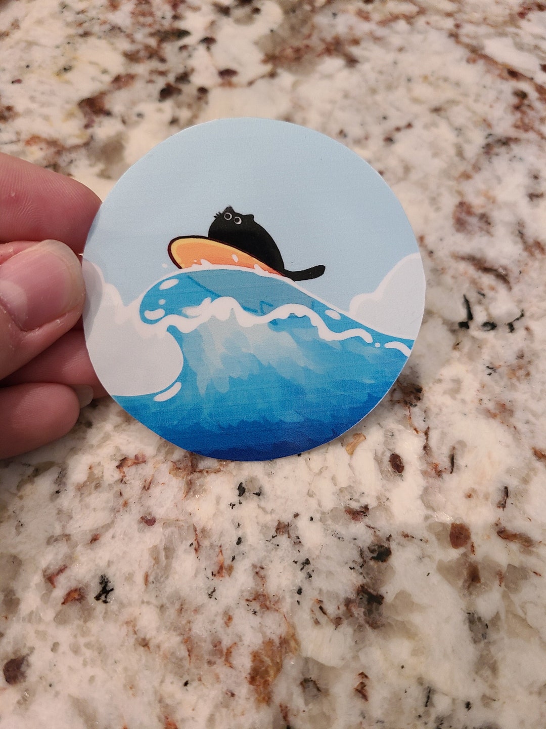 Surf Kitty Sticker / Cat Sticker / Vinyl Sticker / Journaling ...