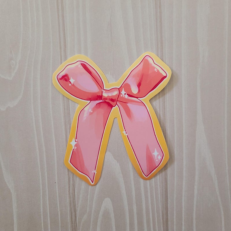 Large Pink Bow Stickers - Etsy