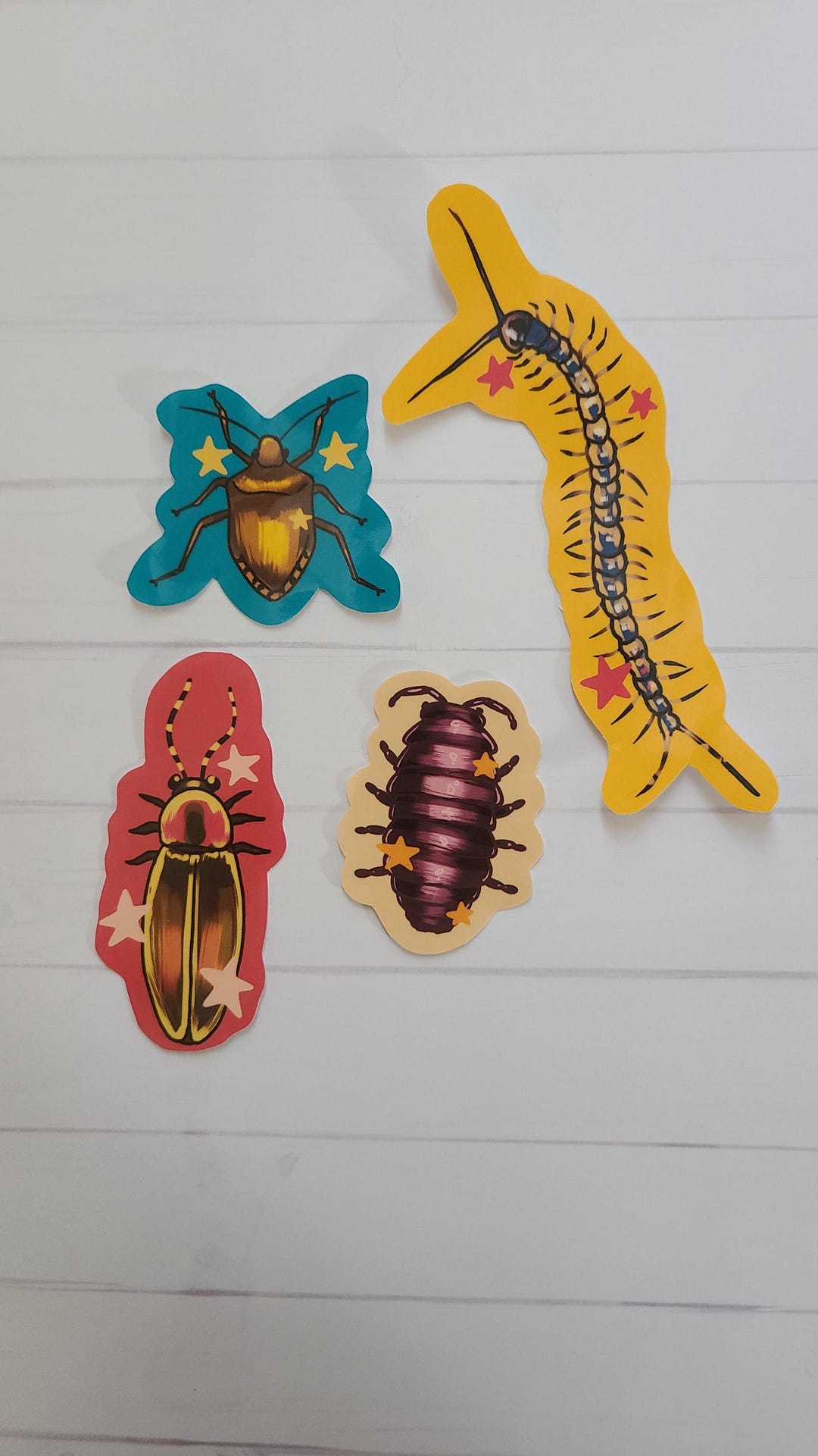 Four Crawly Comrades / Stickers Bundle / Water Resistant Stickers / Bug ...