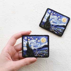 Van Gogh Starry Night Embroidery Art, Starry Night Decor, Starry Night ...
