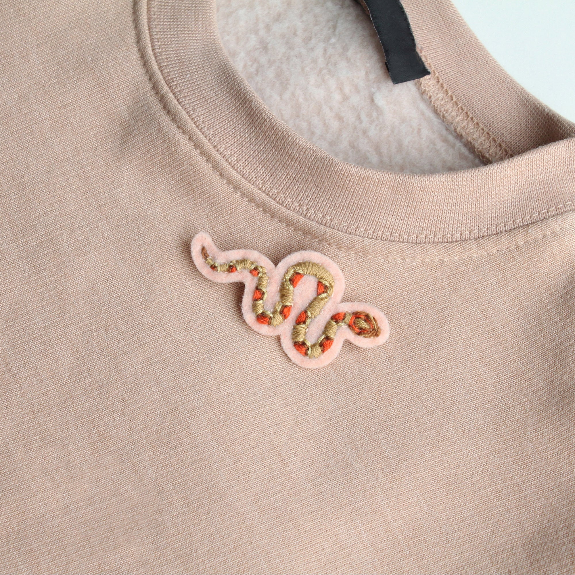 Snake Brooch, Hand Embroidered Snake Pin, Hand Stitched Snake Jewelry ...