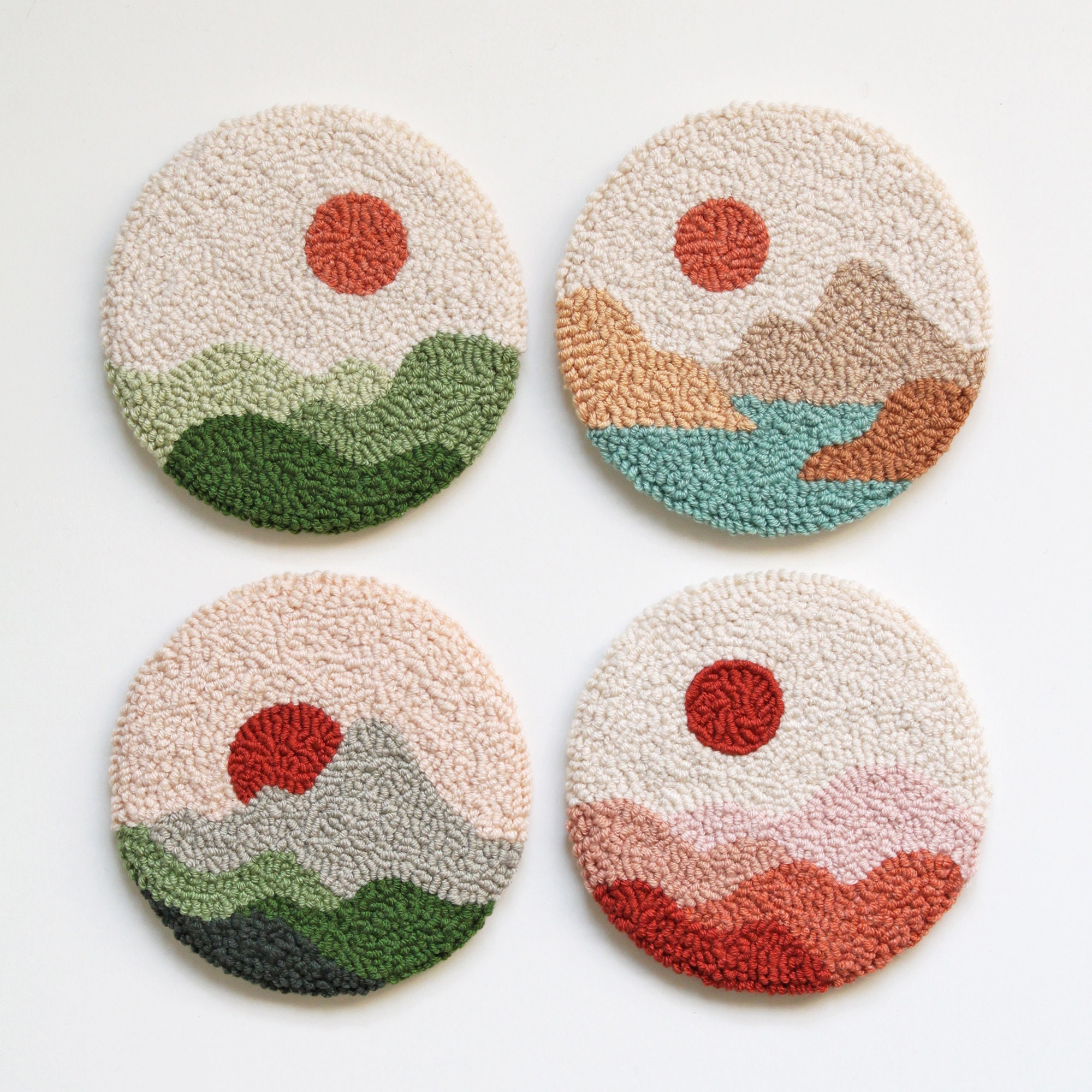Punch Needle Coasters, Mug Rugs, Boho Coasters, Tufted Coasters ...