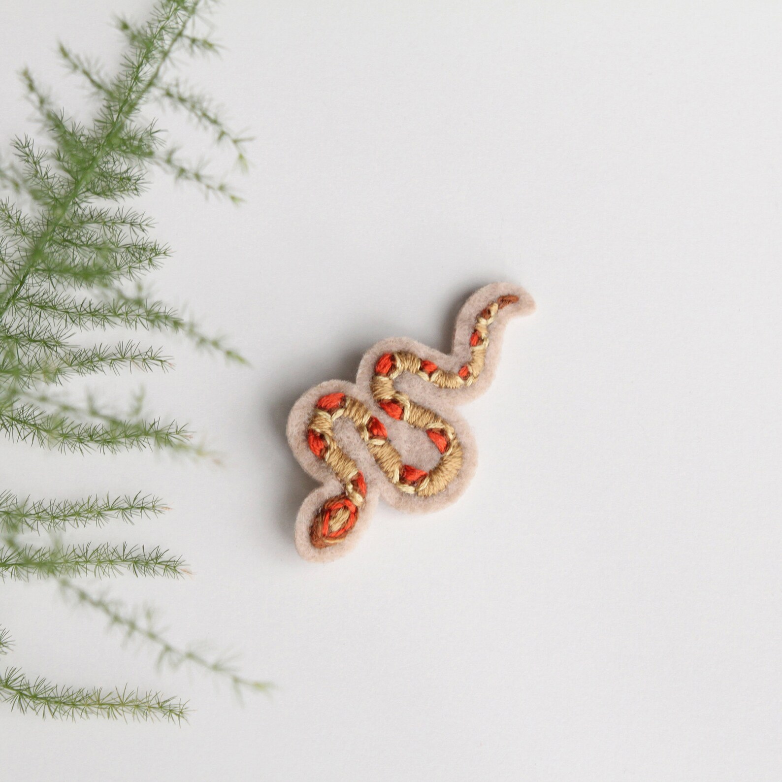 Corn Snake Pin, Hand Embroidered Snake Pin, Snake Embroidered Jewelry ...