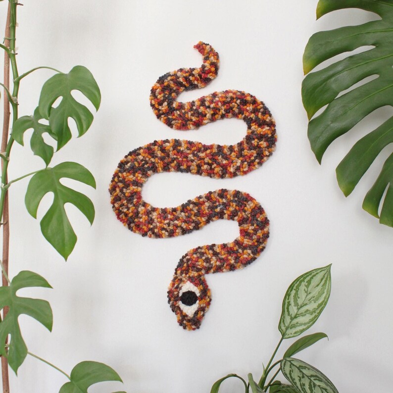 Big Snake Punch Needle Wall Art, Unique Snake Tufted Rug, Serpent ...