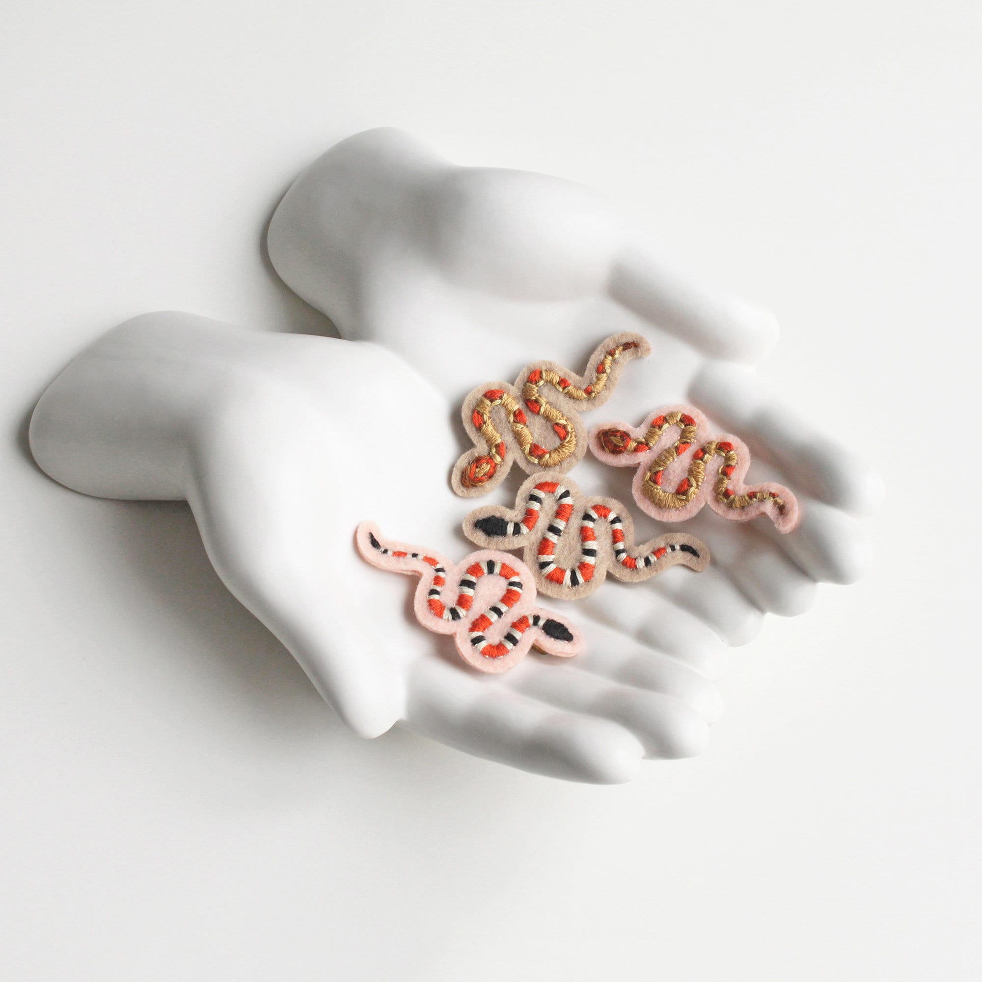 Red Black White Snake Pin, Serpent Brooch, Hand Stitched Pin, Coral ...