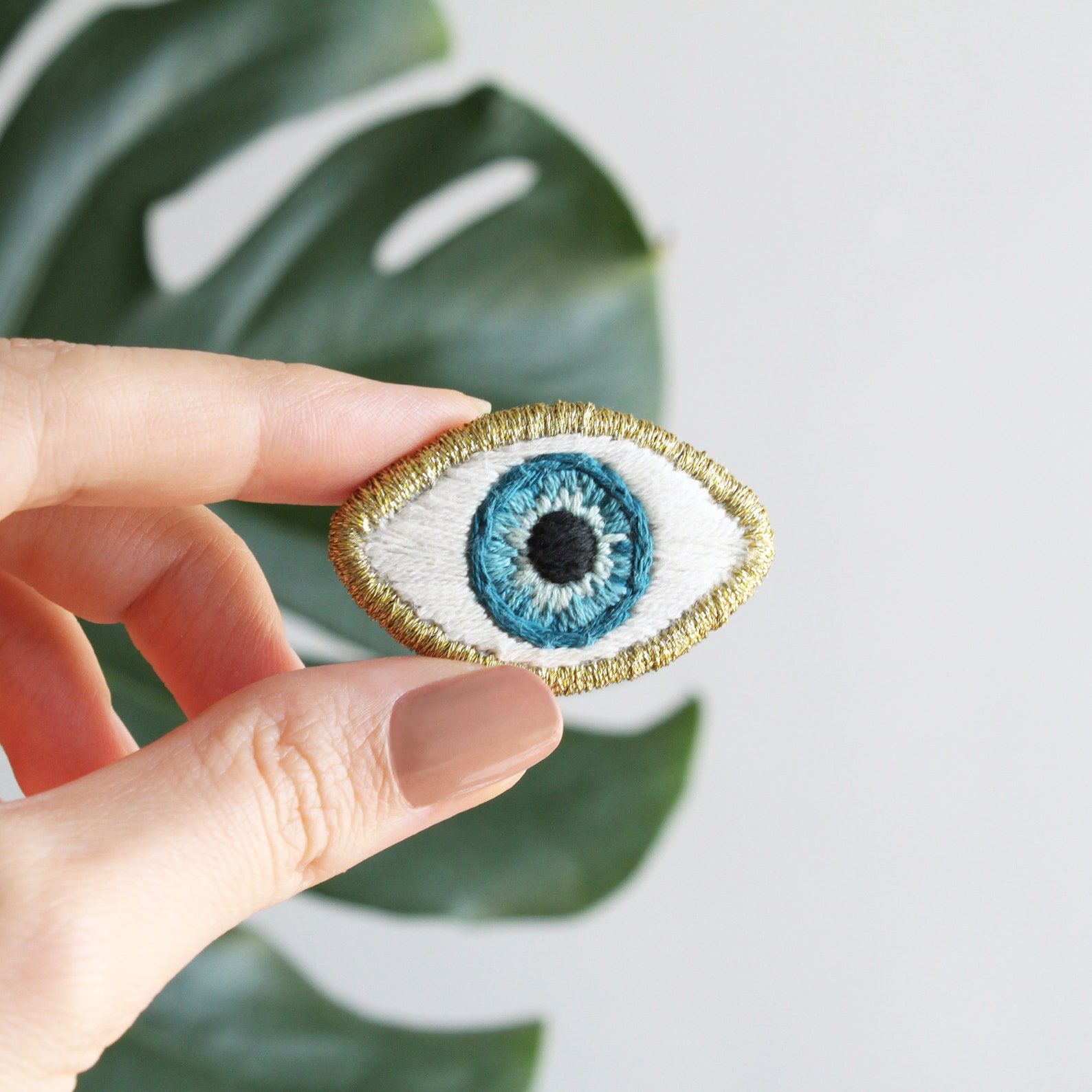 Evil Eye Pin, Hand Embroidered Brooch, Evil Eye Embroidery, Hand ...