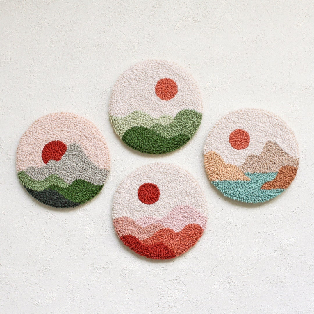 Punch Needle Coasters, Mug Rugs, Boho Coasters, Tufted Coasters ...