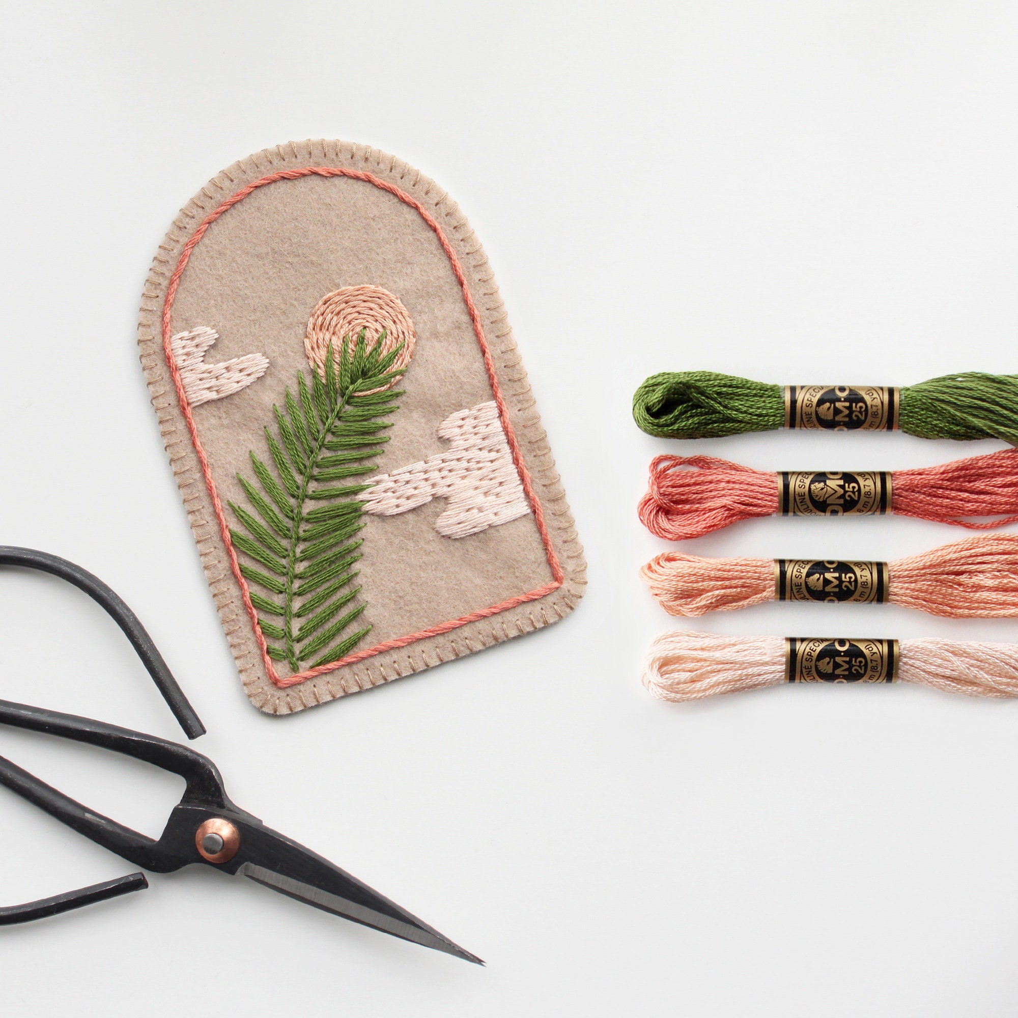 Arched Window Embroidered Patch, Boho Embroidery Patch, Palms and Sun ...