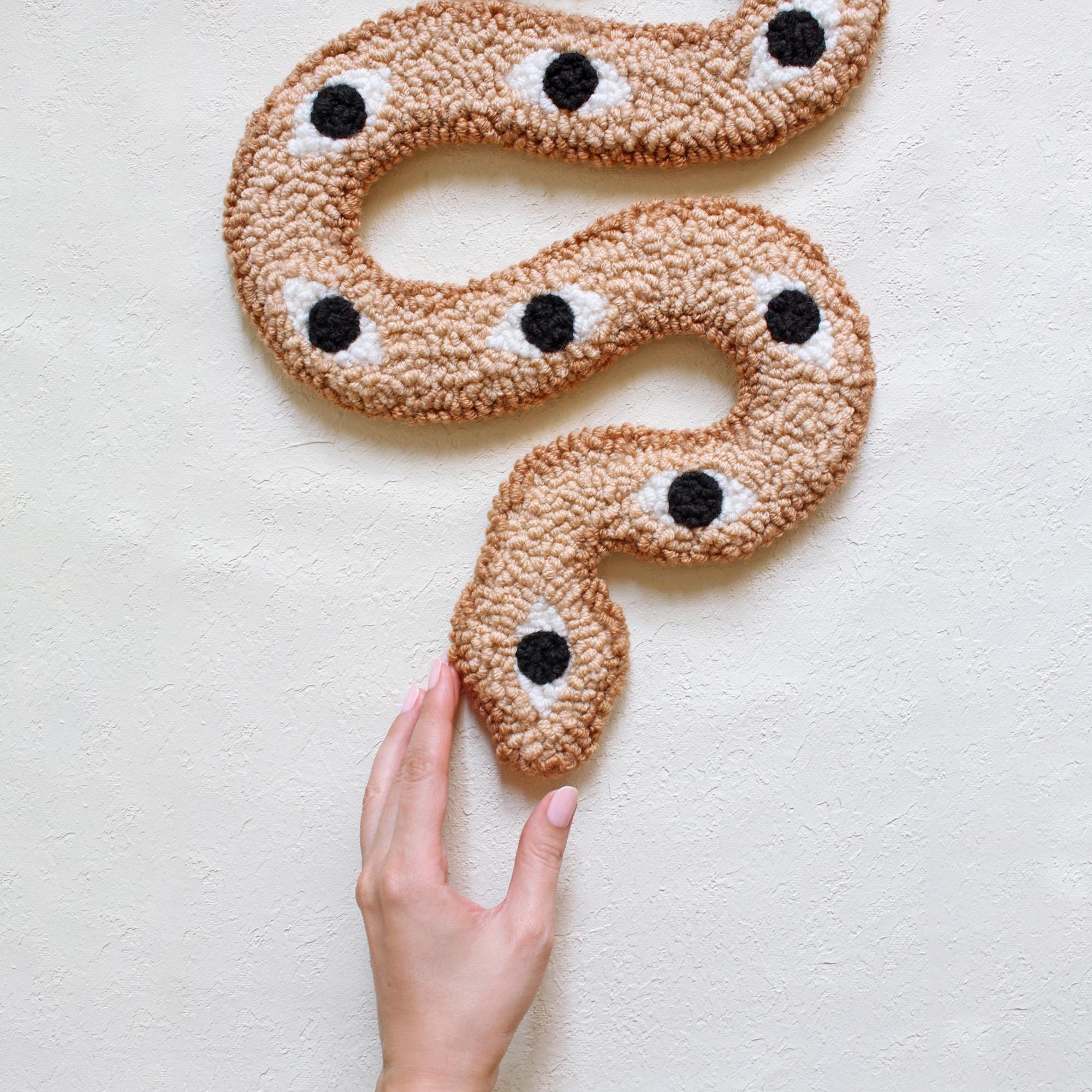 All Seeing Snake Wall Decor, Unique Punch Needle Snake Wall Hanging ...