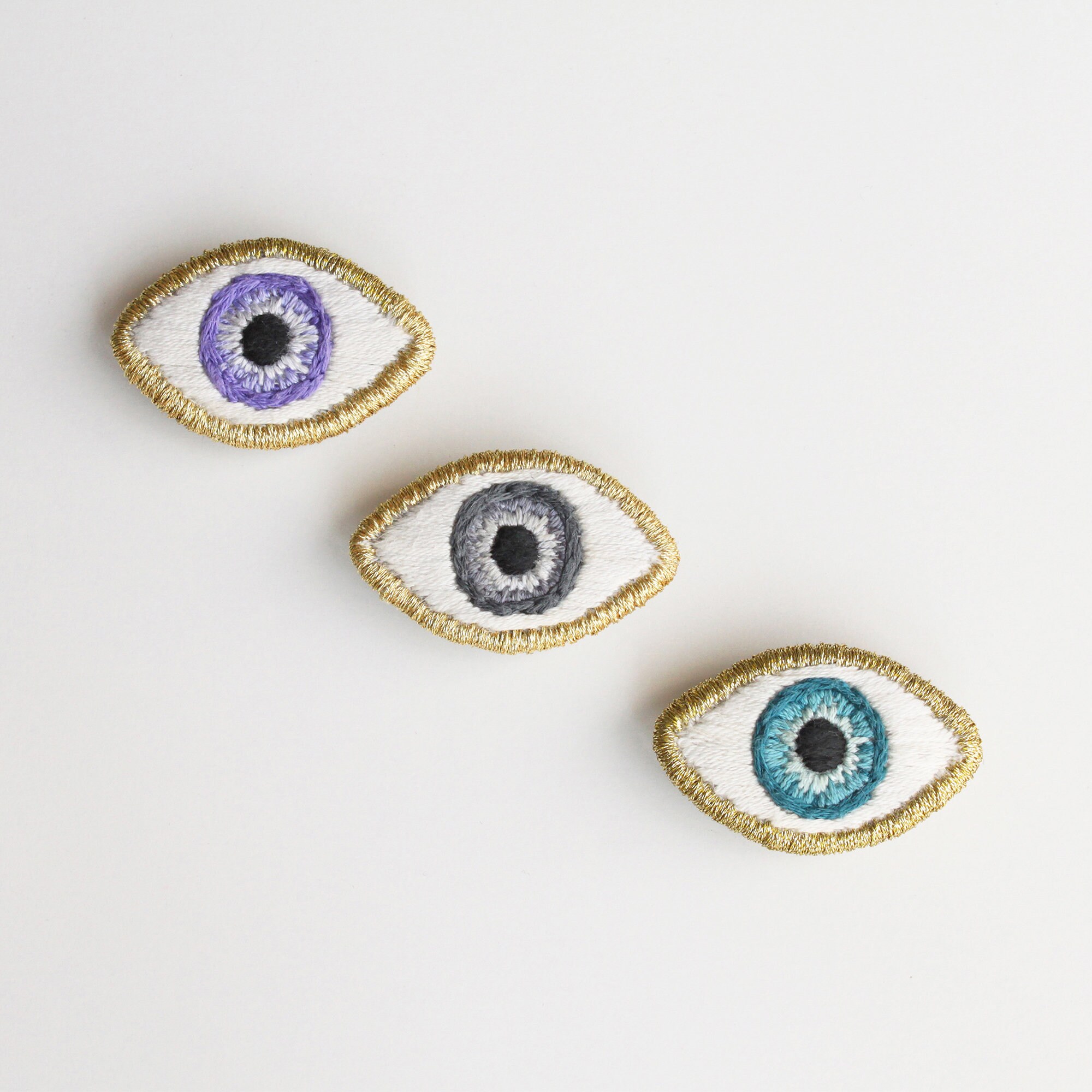 Goldwork Embroidery Eye Pin, Eye Hand Embroidered Brooch, All-seeing ...