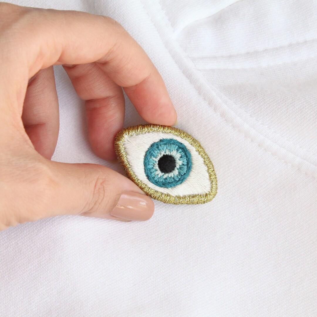 Evil Eye Pin, Hand Embroidered Brooch, Evil Eye Embroidery, Hand ...