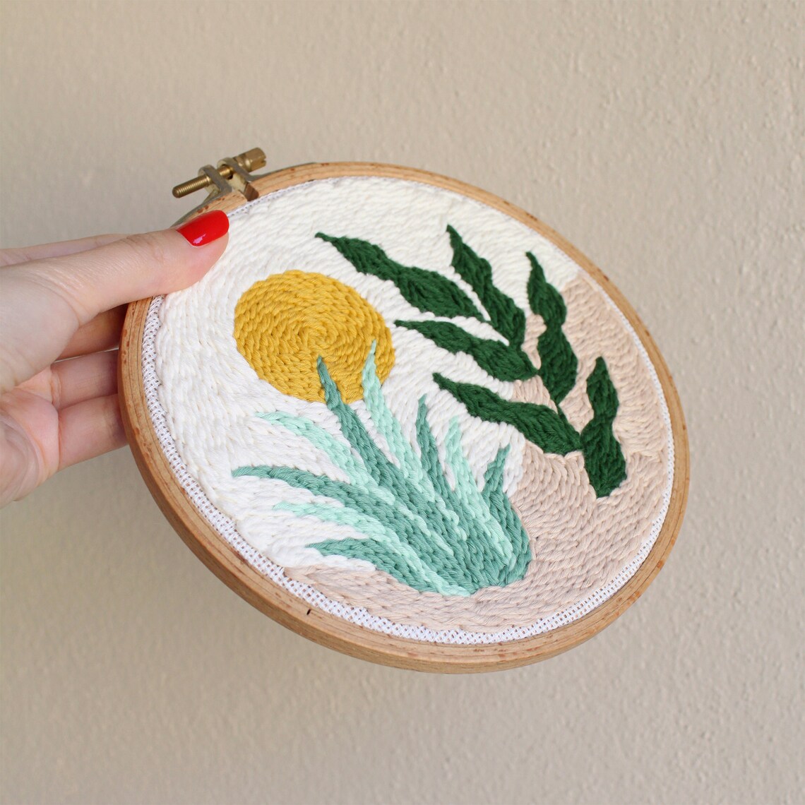 Plants Punch Needle Hoop Art Plants and Sun Wall Hanging - Etsy