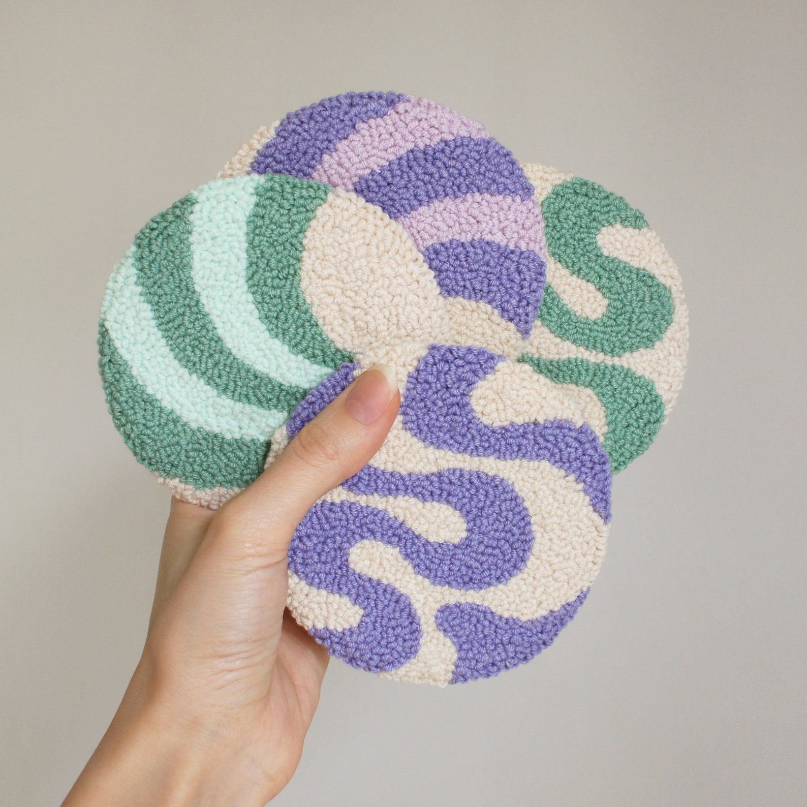 Punch Needle Coasters, Mug Rugs, Danish Pastel Coaster, Tufted Coasters ...