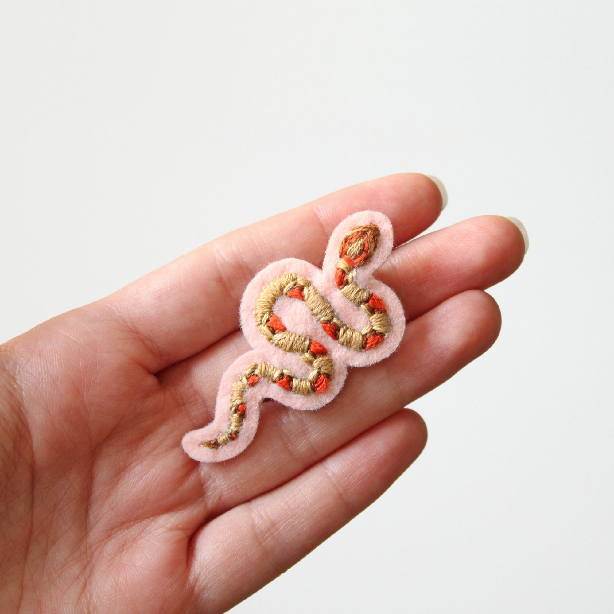 Snake Brooch, Hand Embroidered Snake Pin, Hand Stitched Snake Jewelry ...