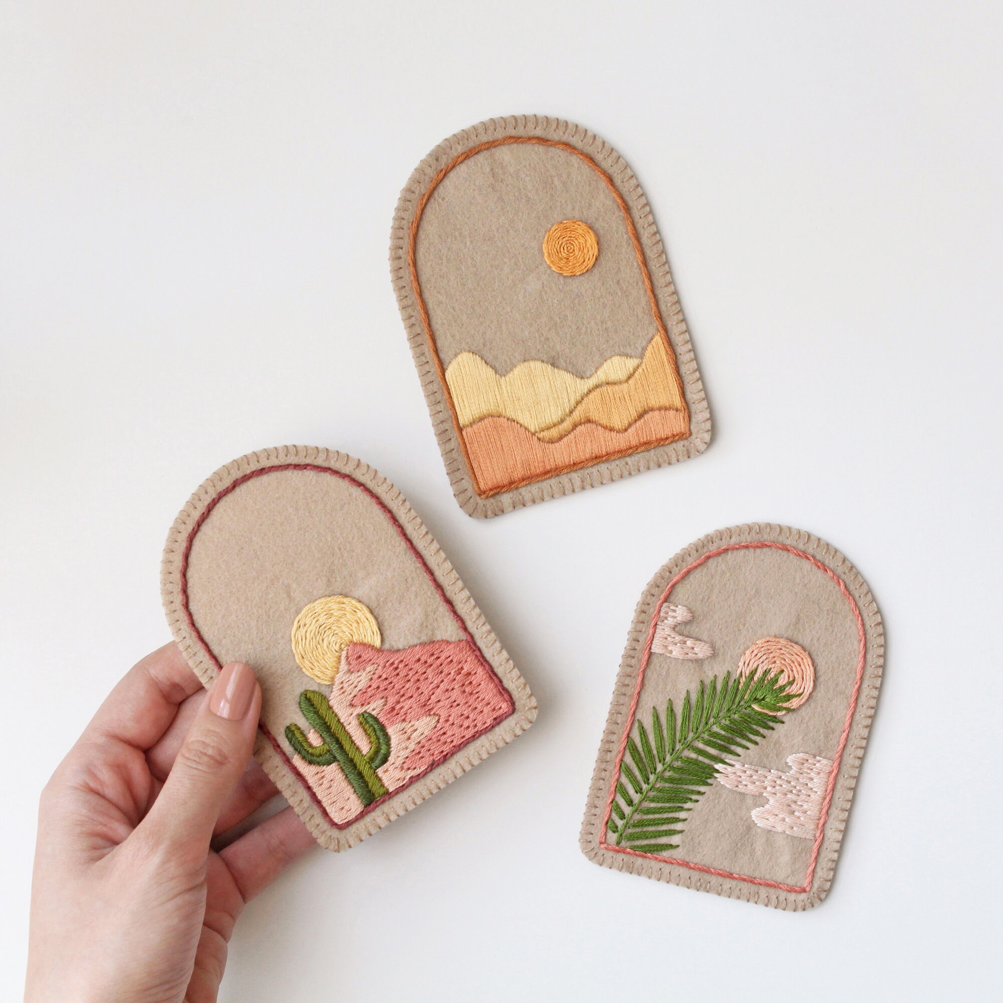 Arched Window Embroidered Patch, Boho Embroidery Patch, Palms and Sun ...