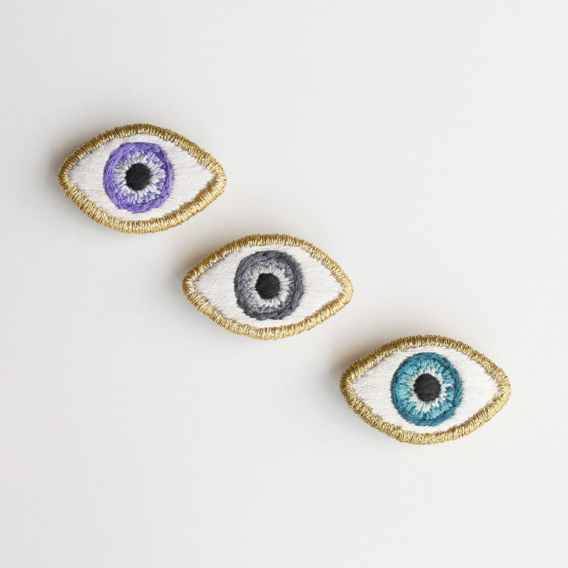 Evil Eye Pin, Hand Embroidered Brooch, Evil Eye Embroidery, Hand ...
