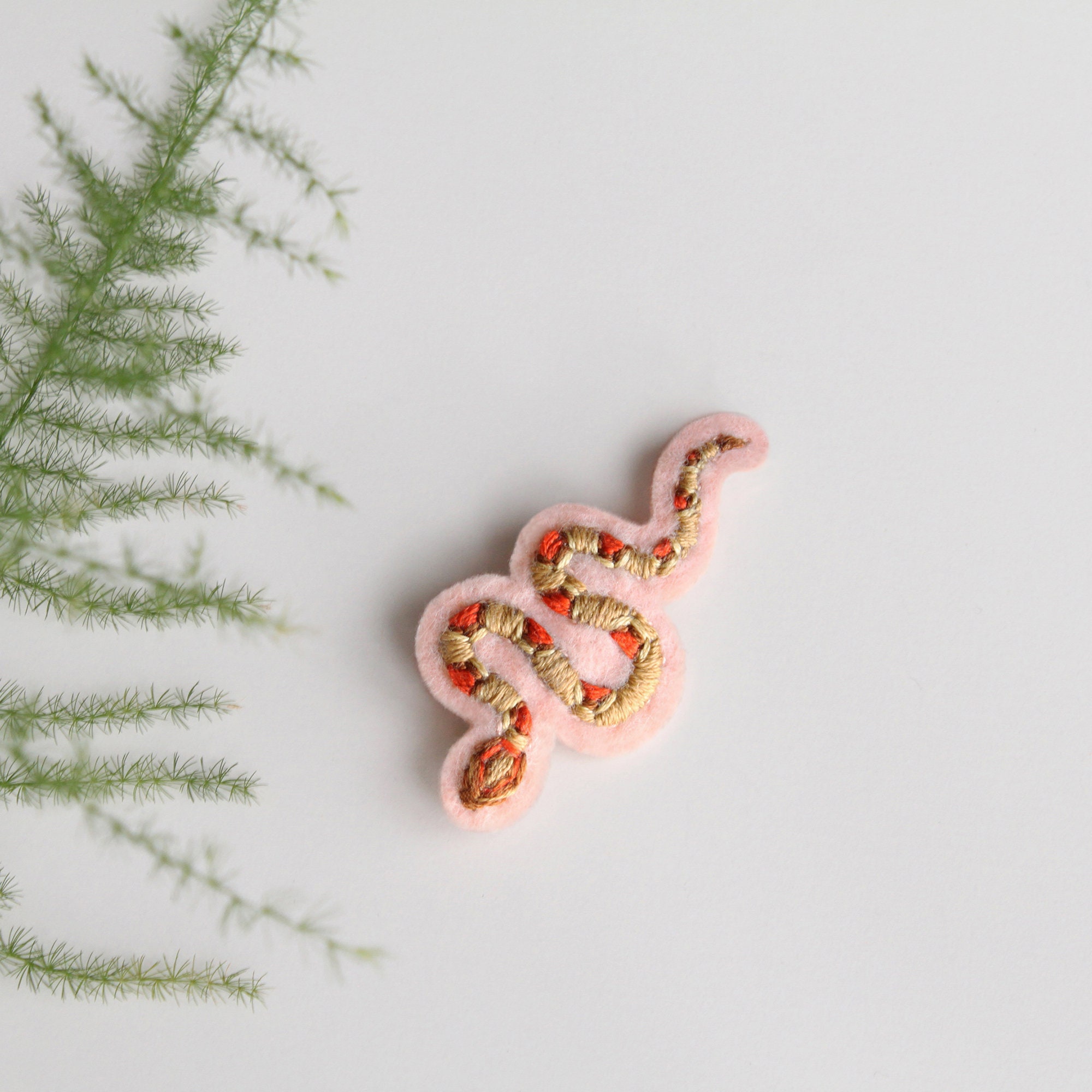 Snake Brooch, Hand Embroidered Snake Pin, Hand Stitched Snake Jewelry ...
