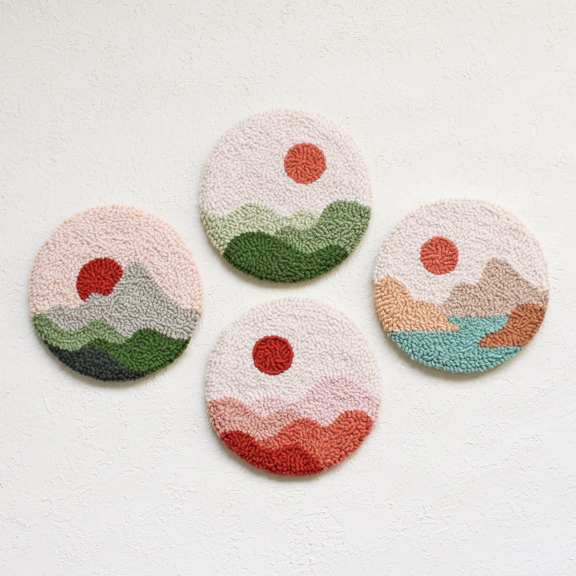 Punch Needle Coasters Mug Rugs Boho Coasters Tufted - Etsy