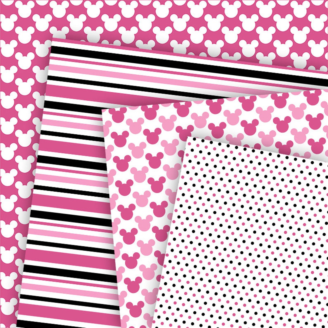 Minnie Mouse digital paper scrapbook papers commercial use | Etsy