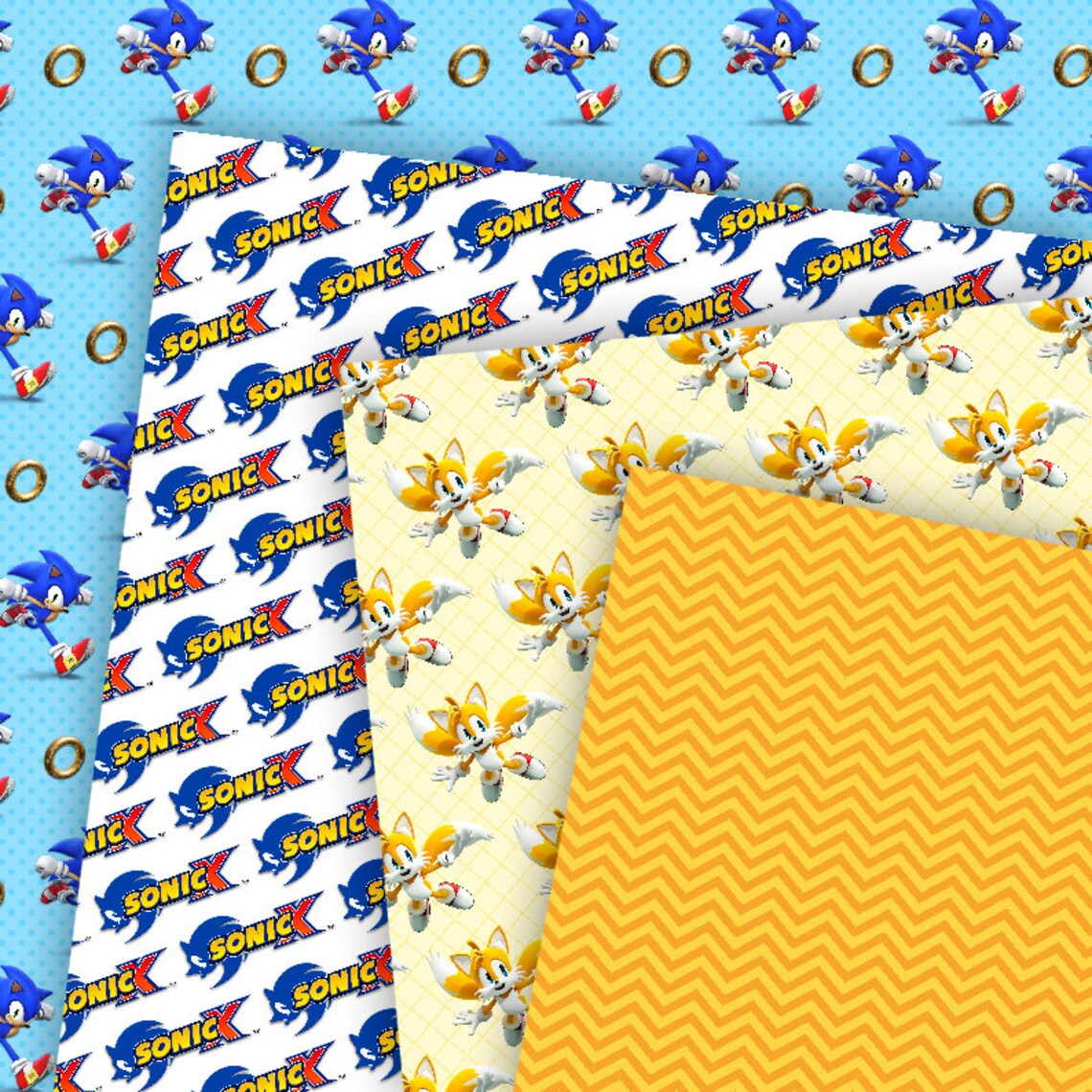 Sonic Digital Papers Sonic Clipart Sonic Paper Sonic PNG Sonic | Etsy