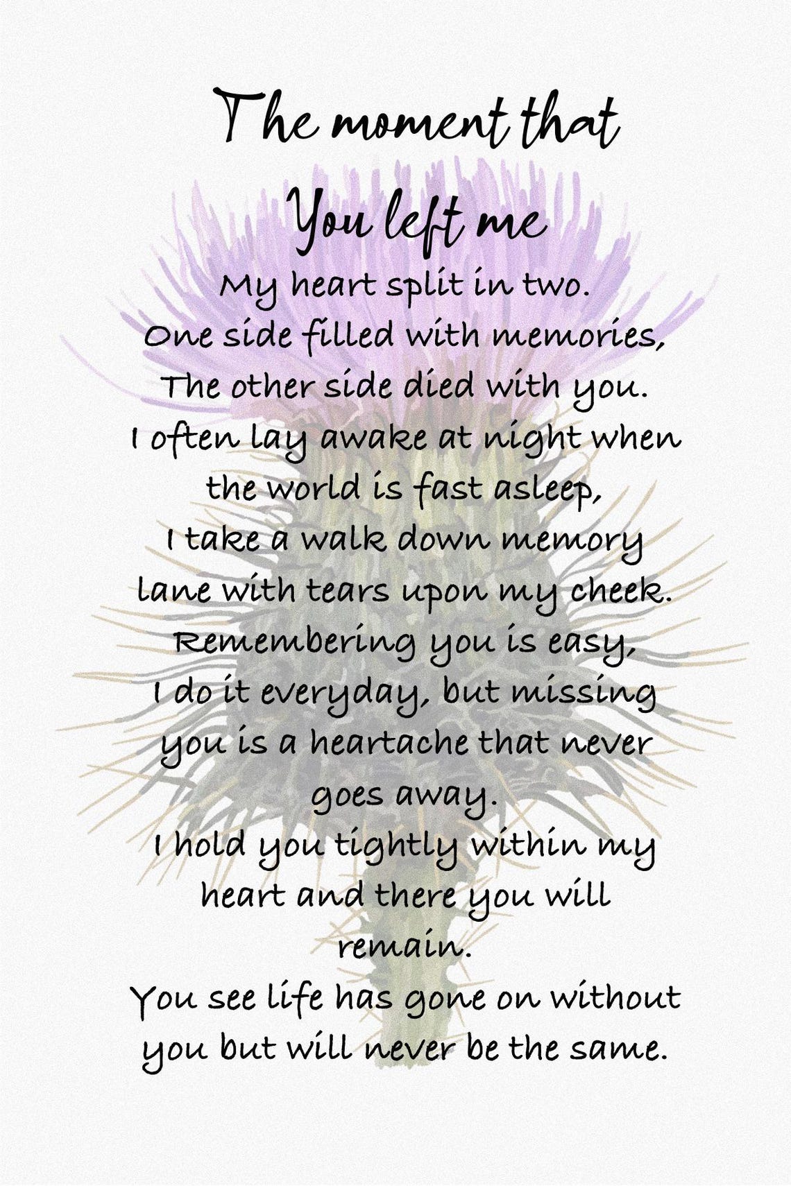 The Moment That You Left Me. - Etsy
