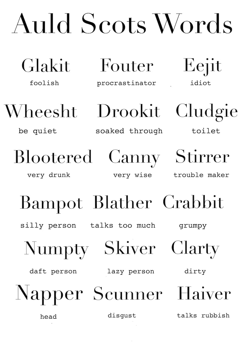 Scots Words/digital Download/ Art | Etsy